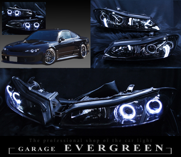 S15 シルビア ブラッククロム&LEDイカリング ヘッドライト d-134-11-S15silviahalogen-BKika | ガレージ ...